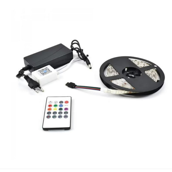 Banda LED RGB autoadeziva cu functie de sunet, Bluetooth si telecomand ...